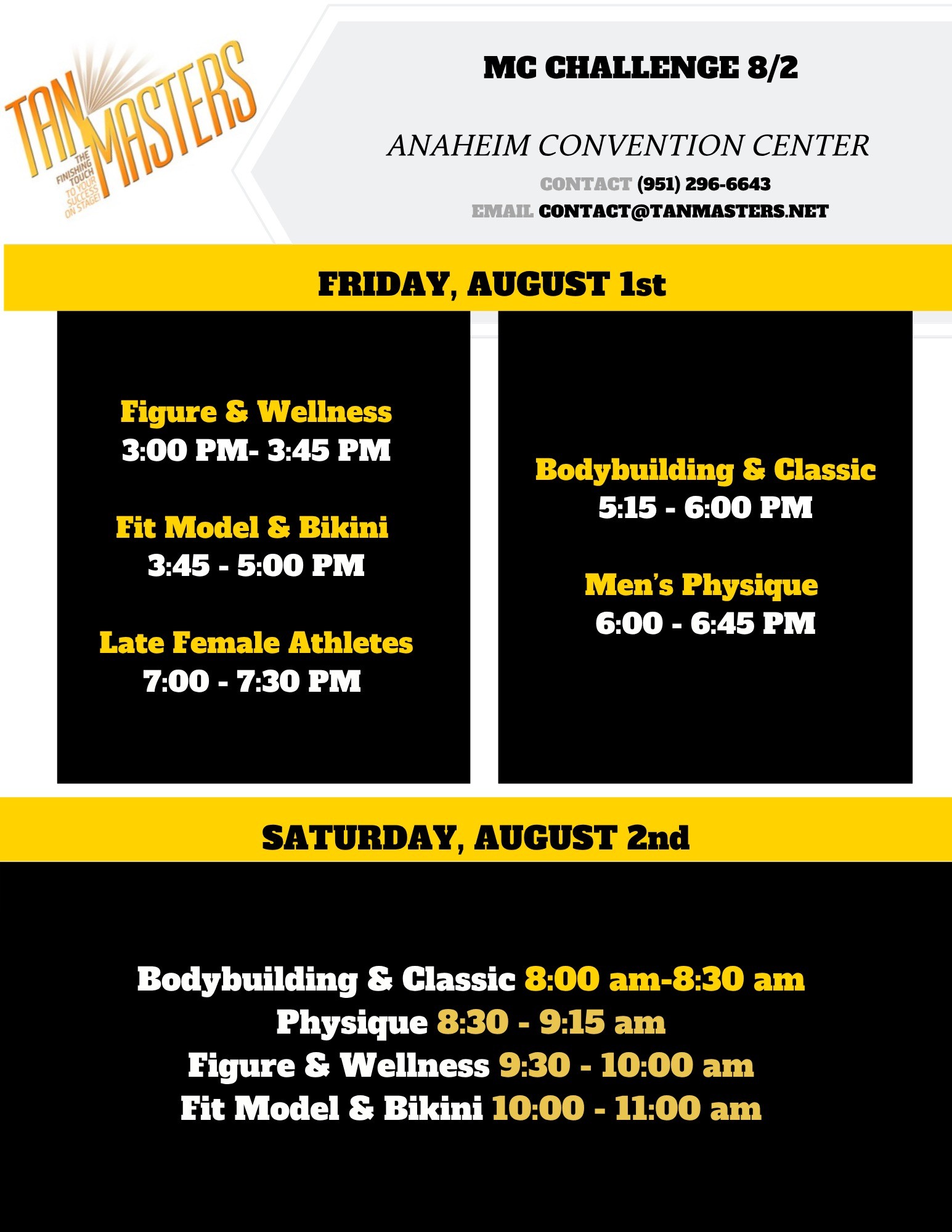 Upcoming Tanning Block Schedule – Tan Masters