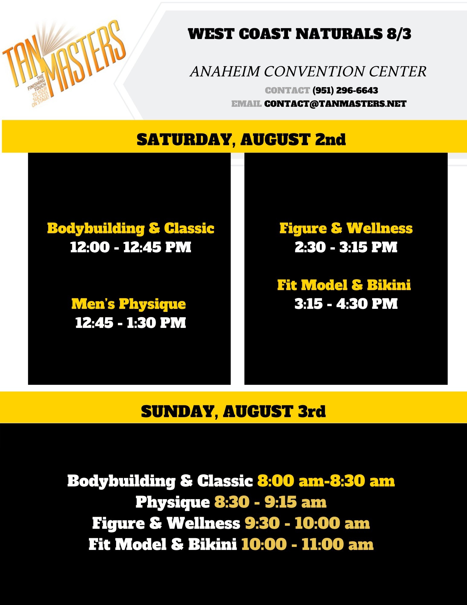 Upcoming Tanning Block Schedule – Tan Masters